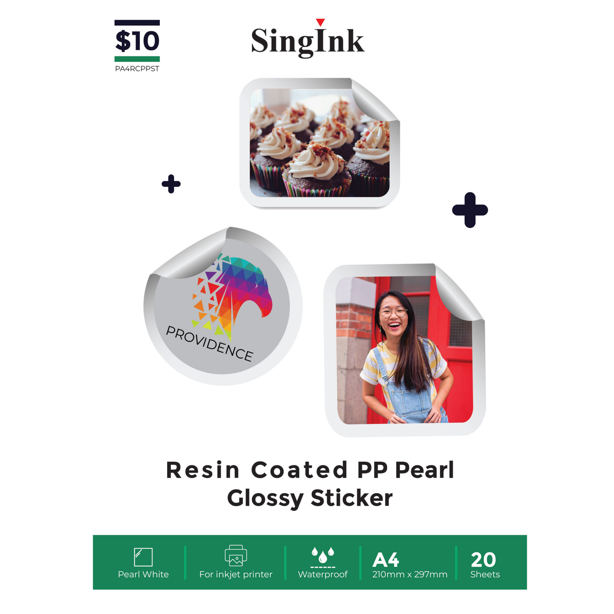 A4 Resin Coated PP Pearl Glossy Sticker 20 sheets | SingInk